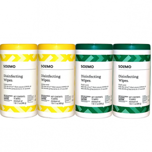 Solimo Amazon Brand Disinfecting Wipes, Lemon & Fresh Scent, 75 Count ...