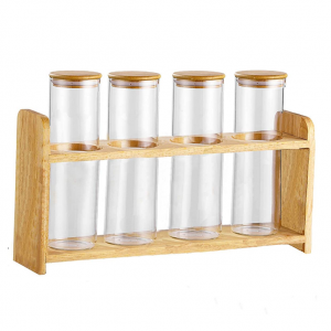 Rakumi Glass Tubes with Bamboo Holder Spice Rack,2"x9" Test Tubes ...