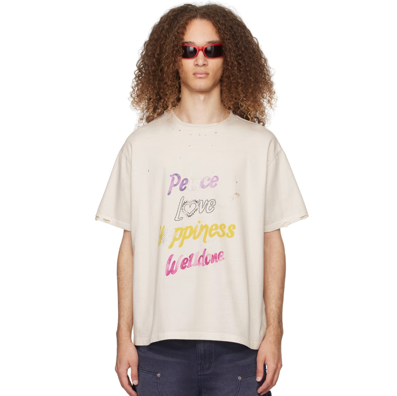 32% Off WE11DONE Off-White 'Peace' T-Shirt @ SSENSE $303 (Was $445 ...